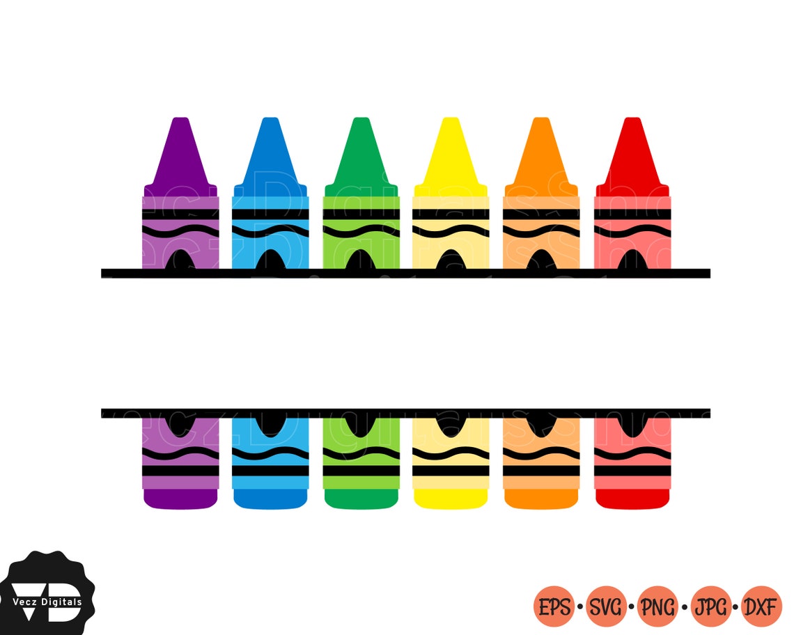 Crayon Split Monogram Svg Crayon Name Svg Teacher Crayon Etsy