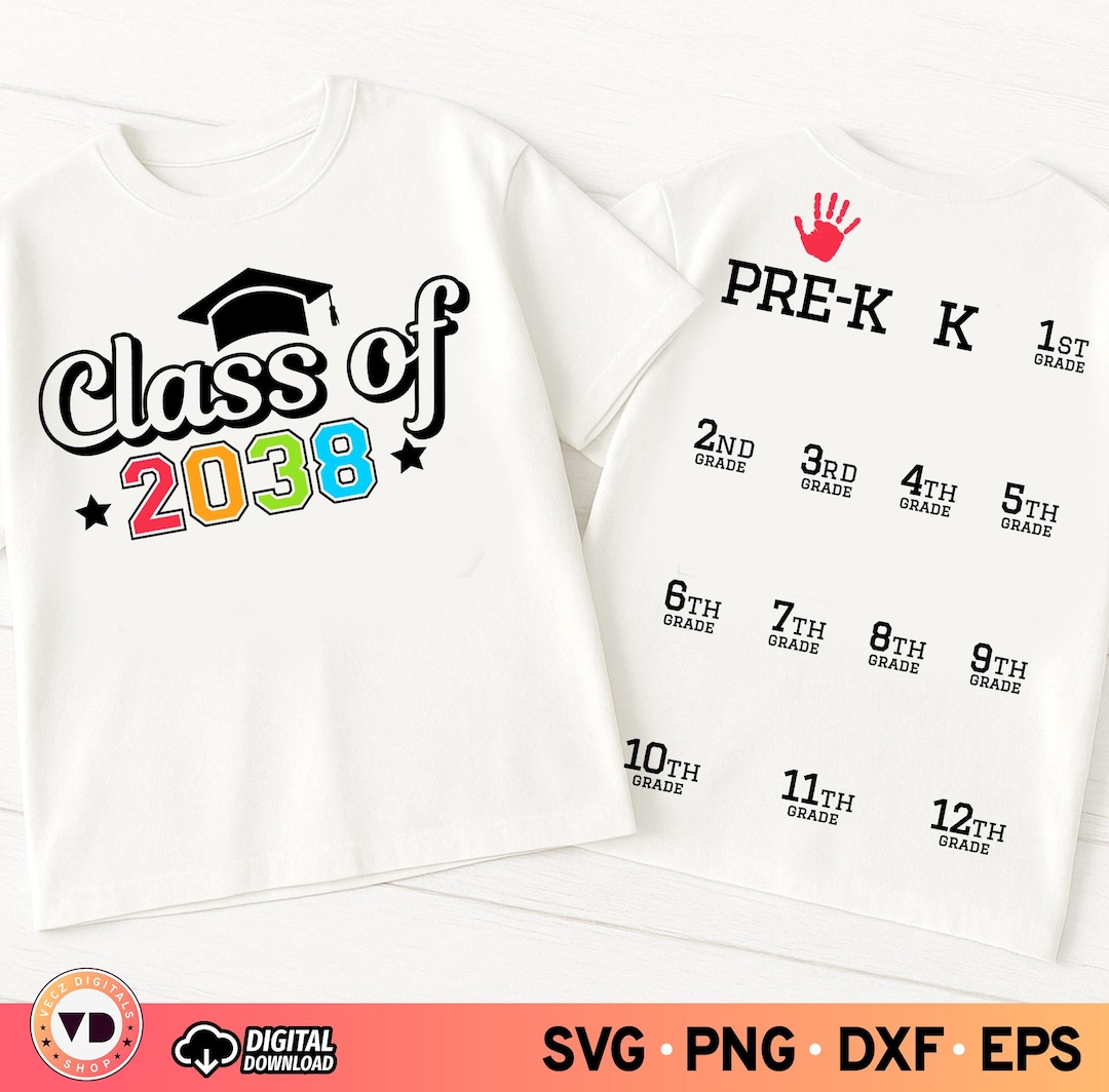 Class of 2038 Handprint SVG: First Day School Shirt Design (digital ...