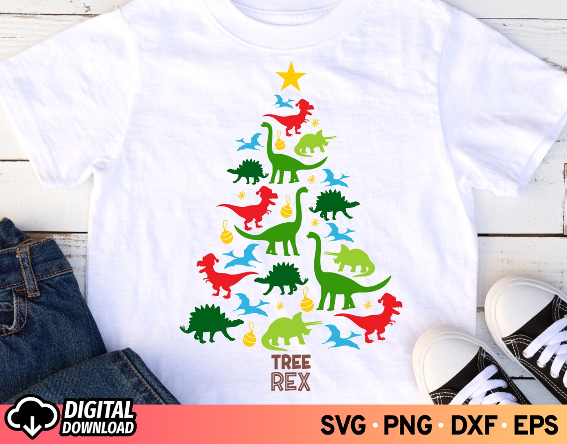 Dinosaur Christmas Tree SVG Christmas Svg Tree Rex Christmas - Etsy