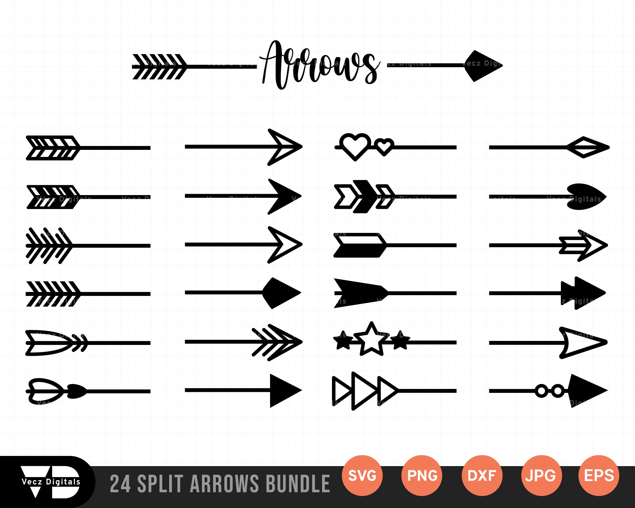 Split Arrows SVG Bundle Arrow Clipart Heart Arrow Svg Arrow | Etsy