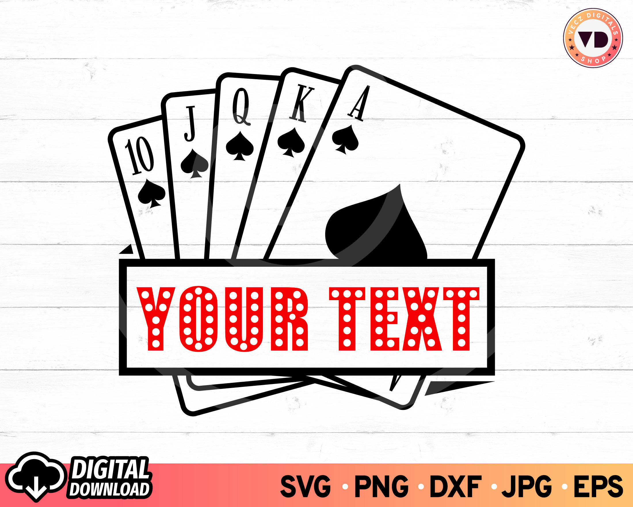 Royal Flush Spade SVG Playing Card Name Frame Svg Gambling - Etsy