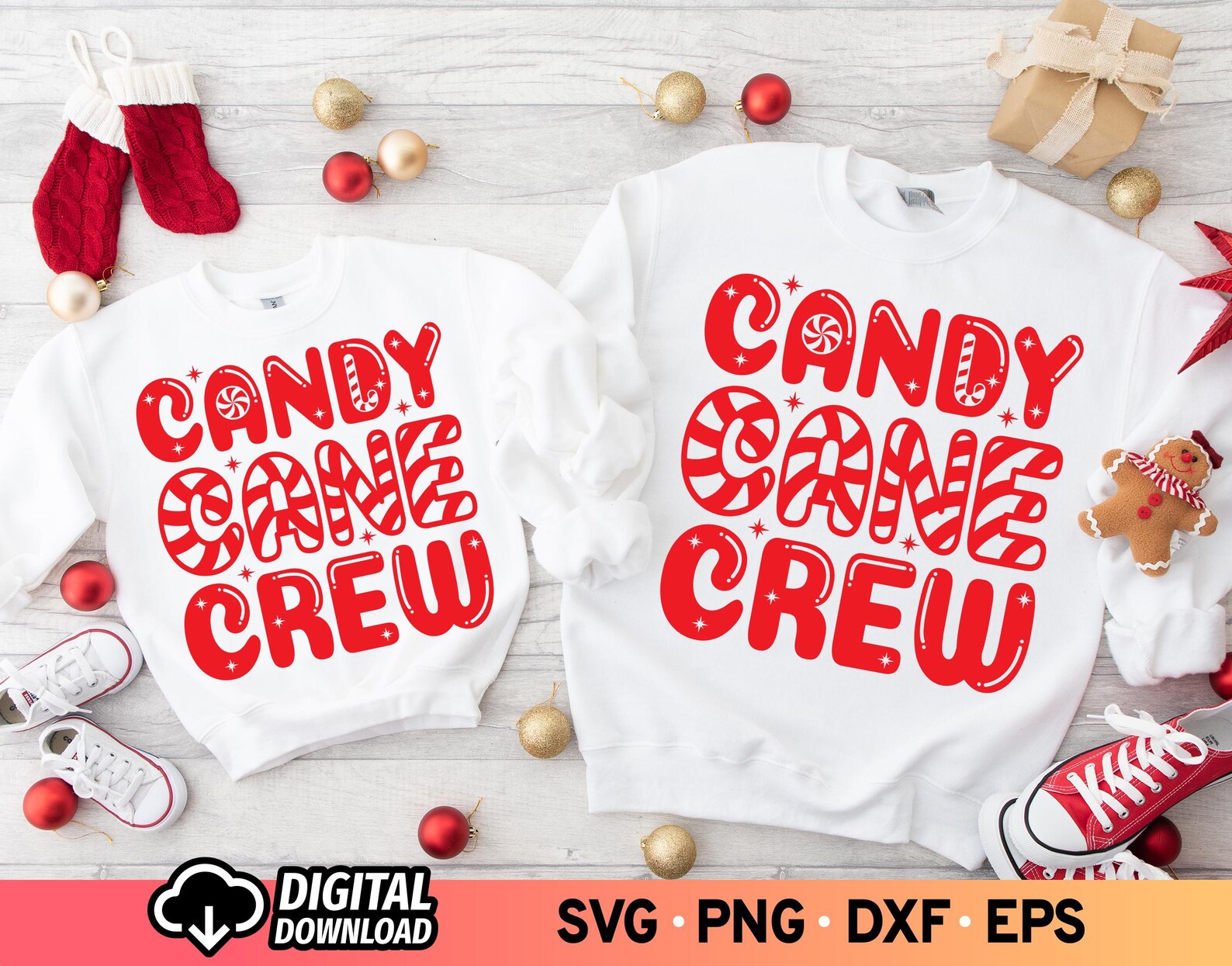 Candy Cane Crew SVG: Christmas Family Shirts, Matching PNG (digital ...