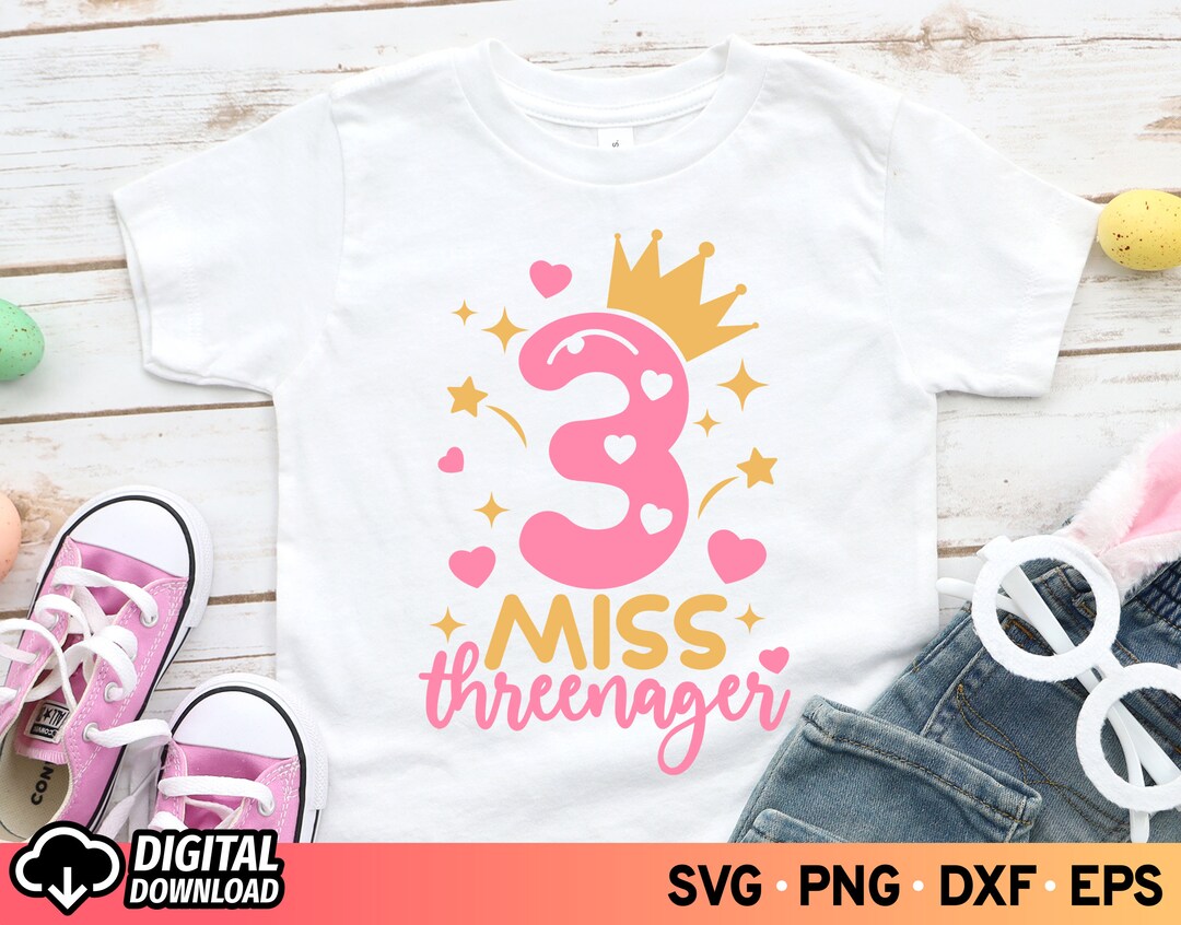 Miss Threenager SVG, Miss 3 Nager Svg, 3rd Birthday Svg, Birthday Girl ...