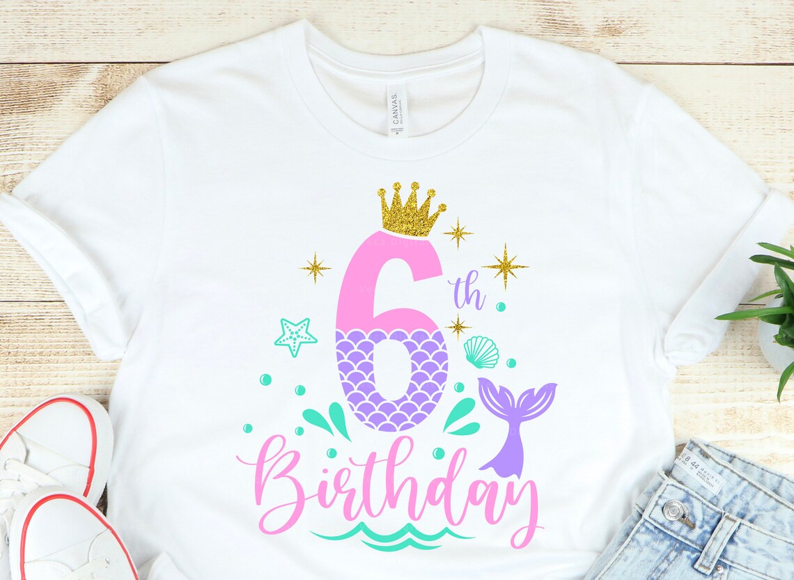 6th Birthday Mermaid SVG Mermaid Tail SVG Mermaid Birthday - Etsy