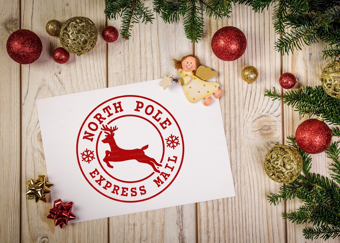 North Pole Express Mail Stamp SVG: Santa Christmas Design (digital ...