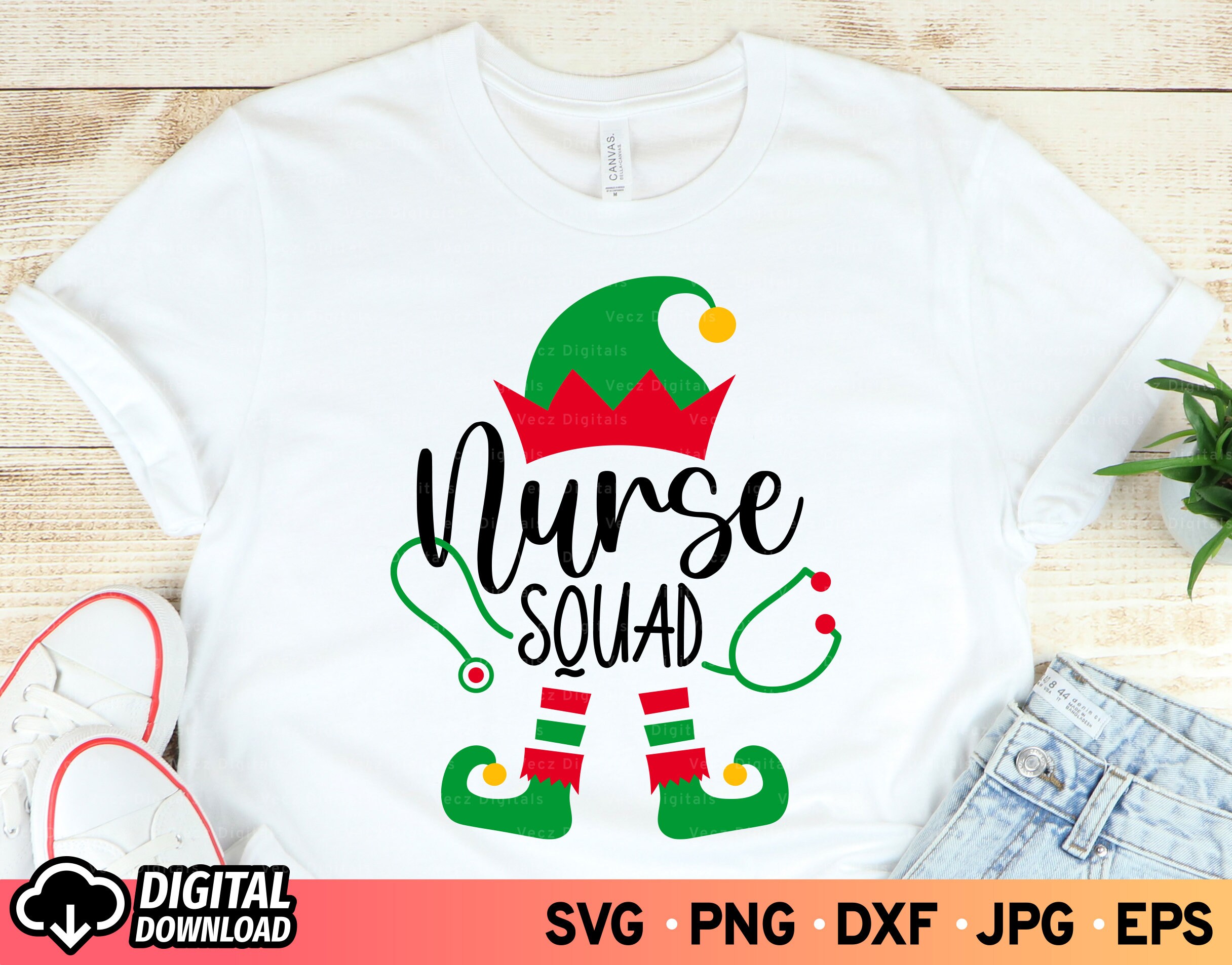 Nurse Squad Elf Christmas SVG: Cricut Shirt File (digital Download) PNG ...