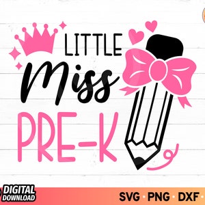 Little Miss Pre-k SVG: First Day of School Shirt Design (digital ...