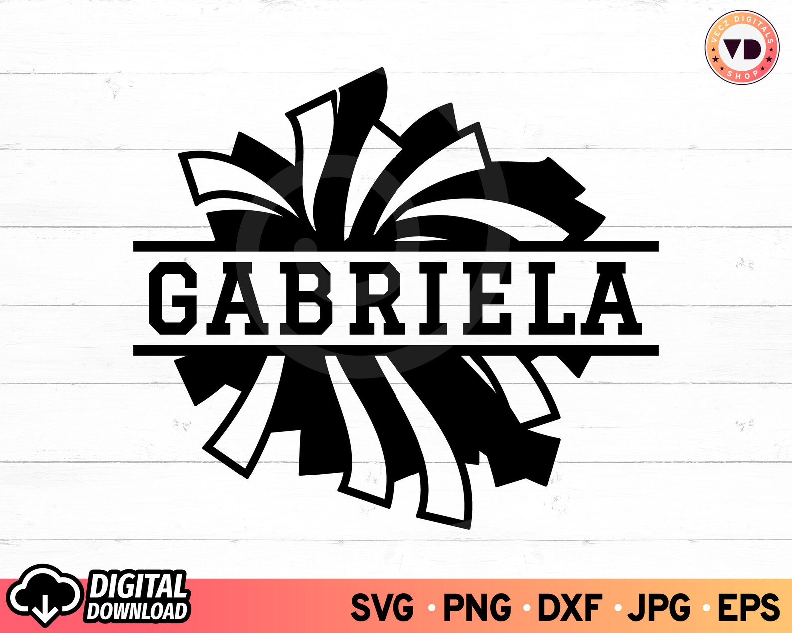 Pom Pom Split Monogram SVG Pom Pom Cheer Svg Cheerleader - Etsy