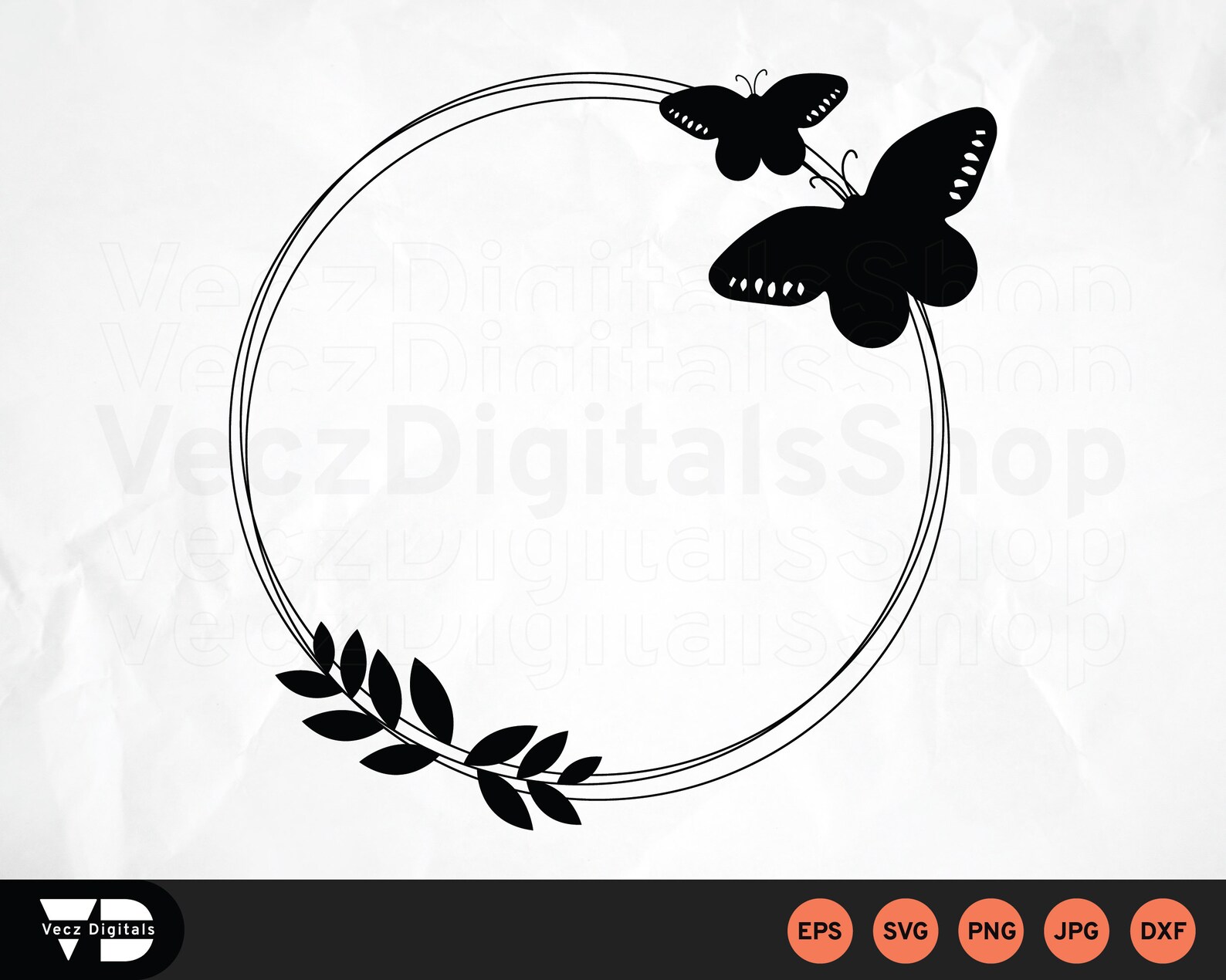 Butterfly Monogram Frame SVG Butterfly Monogram SVG Circle | Etsy