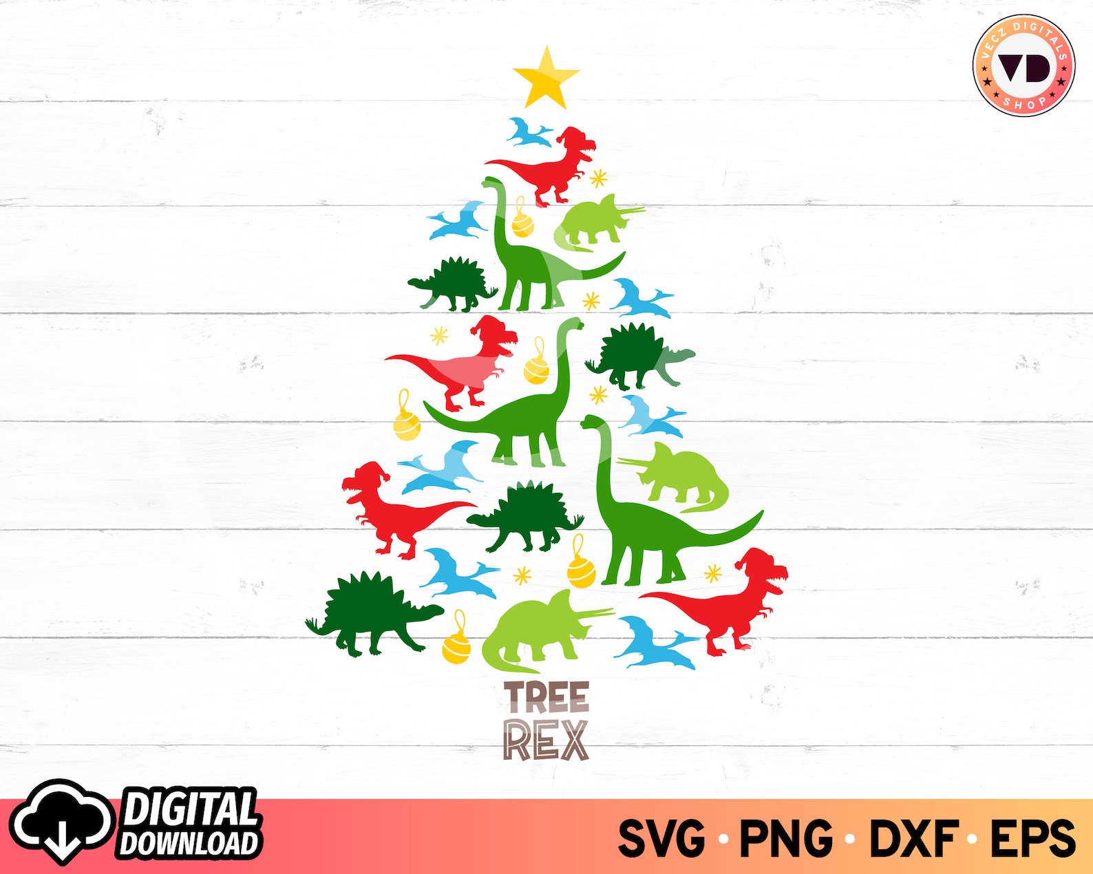 Dinosaur Christmas Tree SVG Christmas Svg Tree Rex Christmas - Etsy