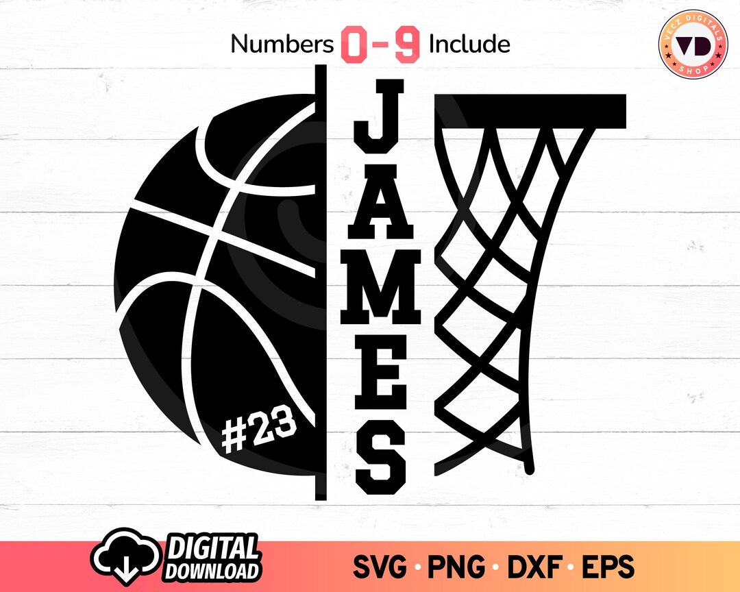 Basketball Net Monogram SVG: Split Name Frame Cut File (digital ...