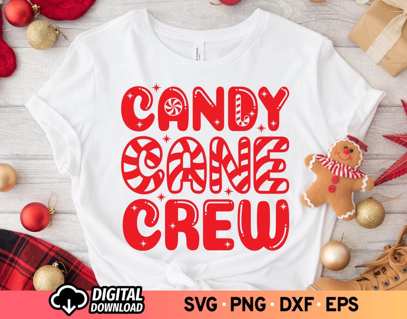 Candy Cane Crew SVG: Christmas Family Shirts, Matching PNG (digital ...