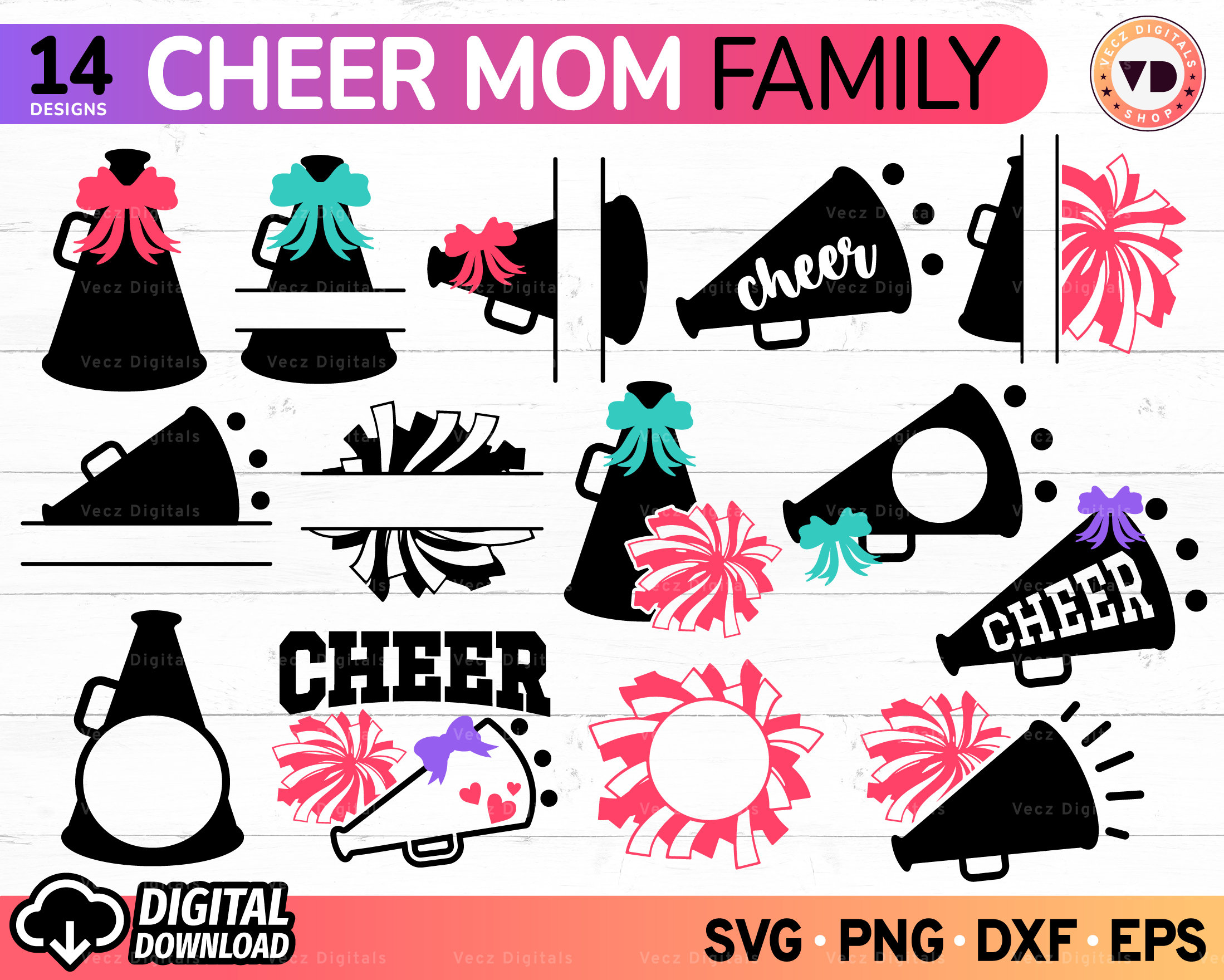 Cheerleader Svg Megaphone Svg Pom Pom Svg Cheer Mom Svg Etsy | Images ...