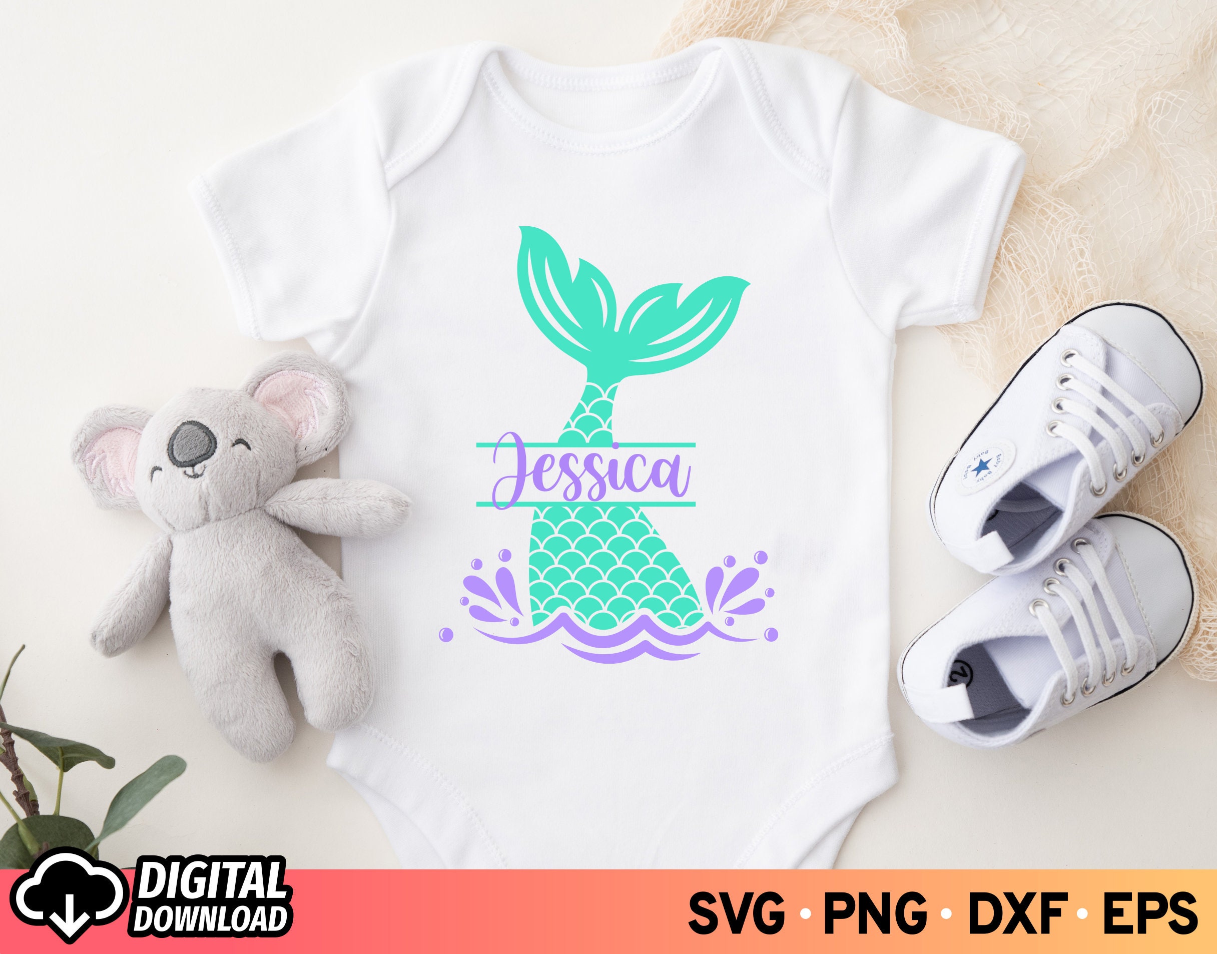 Mermaid Tail Name SVG Bundle: Birthday Cricut Cut File (digital ...