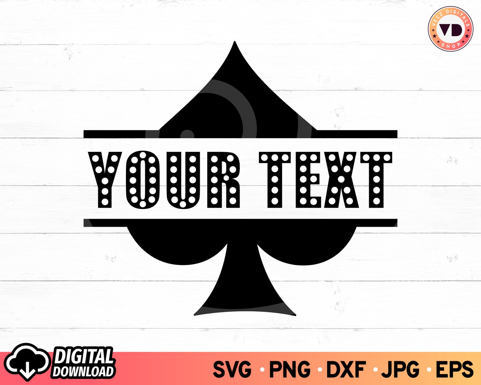 Spade Card SVG Name Frame Split Monogram Playing Card Svg - Etsy