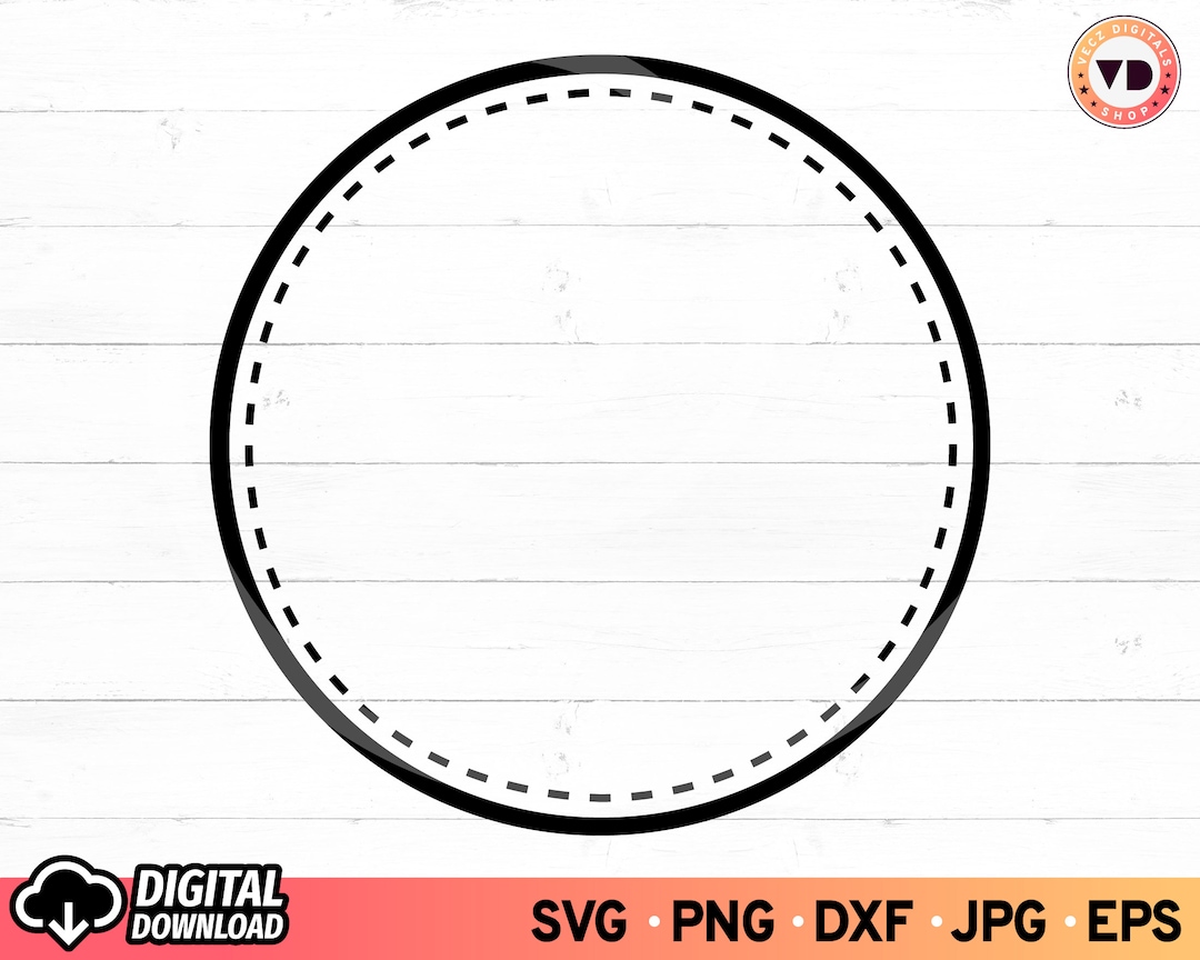 Stitch Circle Frame SVG: Dashed Line Monogram Clipart (digital Download ...