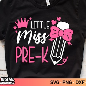 Little Miss Pre-k SVG: First Day of School Shirt Design (digital ...
