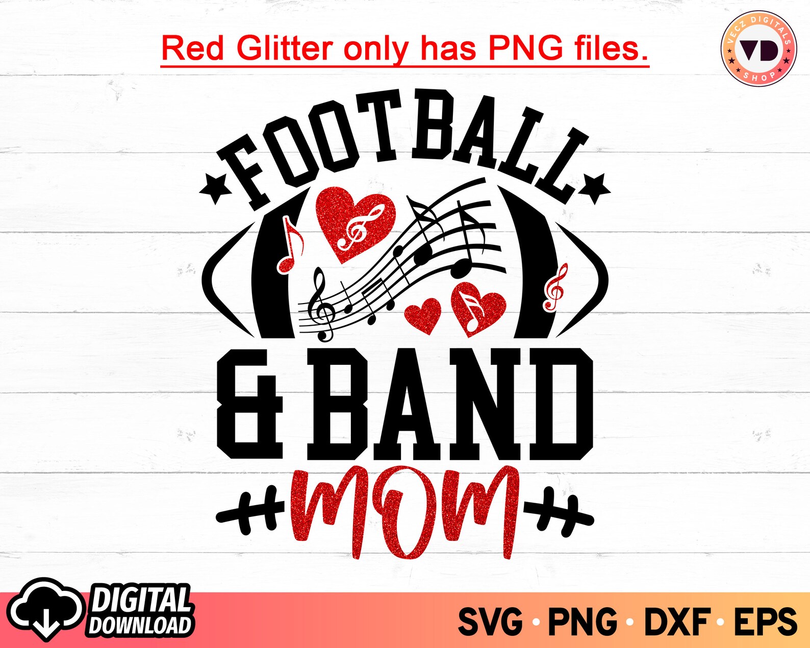 Football Band Mom SVG: Glitter Cheer Varsity Gameday Design (digital ...