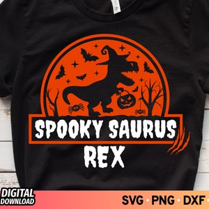 Spooky Saurus Rex SVG, Kids Halloween Shirt Svg, Halloween Dinosaur Svg ...