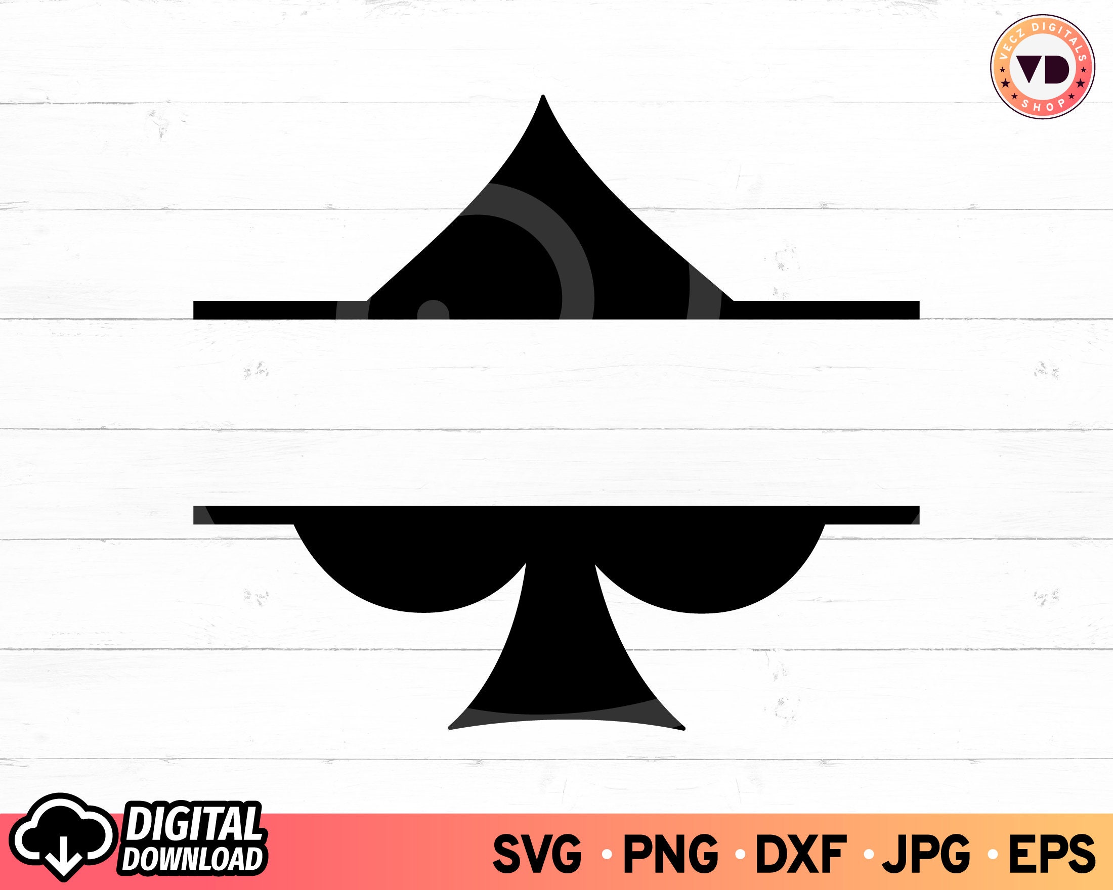 Spade Card SVG Name Frame Split Monogram Playing Card Svg - Etsy
