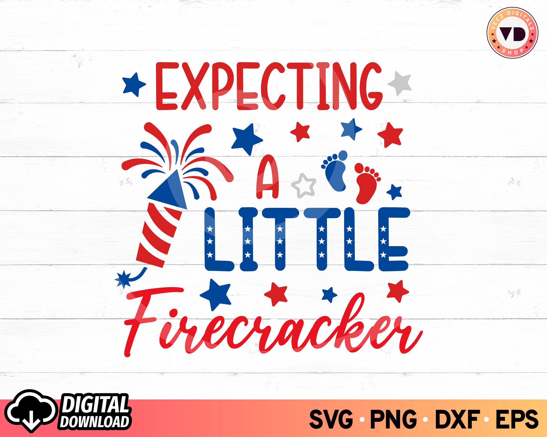 Expecting a Little Firecracker SVG Fourth of July Kids Svg - Etsy