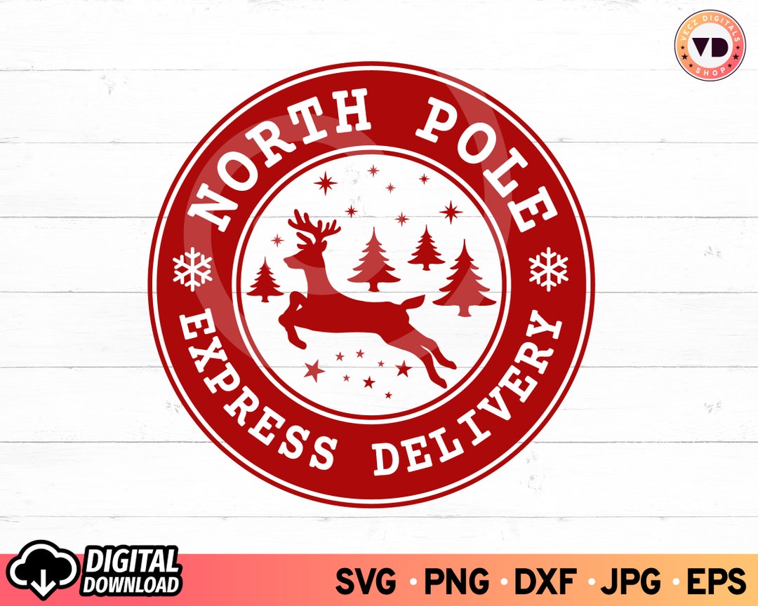 North Pole Express Mail Delivery SVG, Christmas Stamp Svg, North Pole ...
