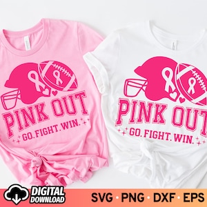 Pink Out Go Fight Win SVG Football, Fight Cancer Pink Ribbon Svg ...