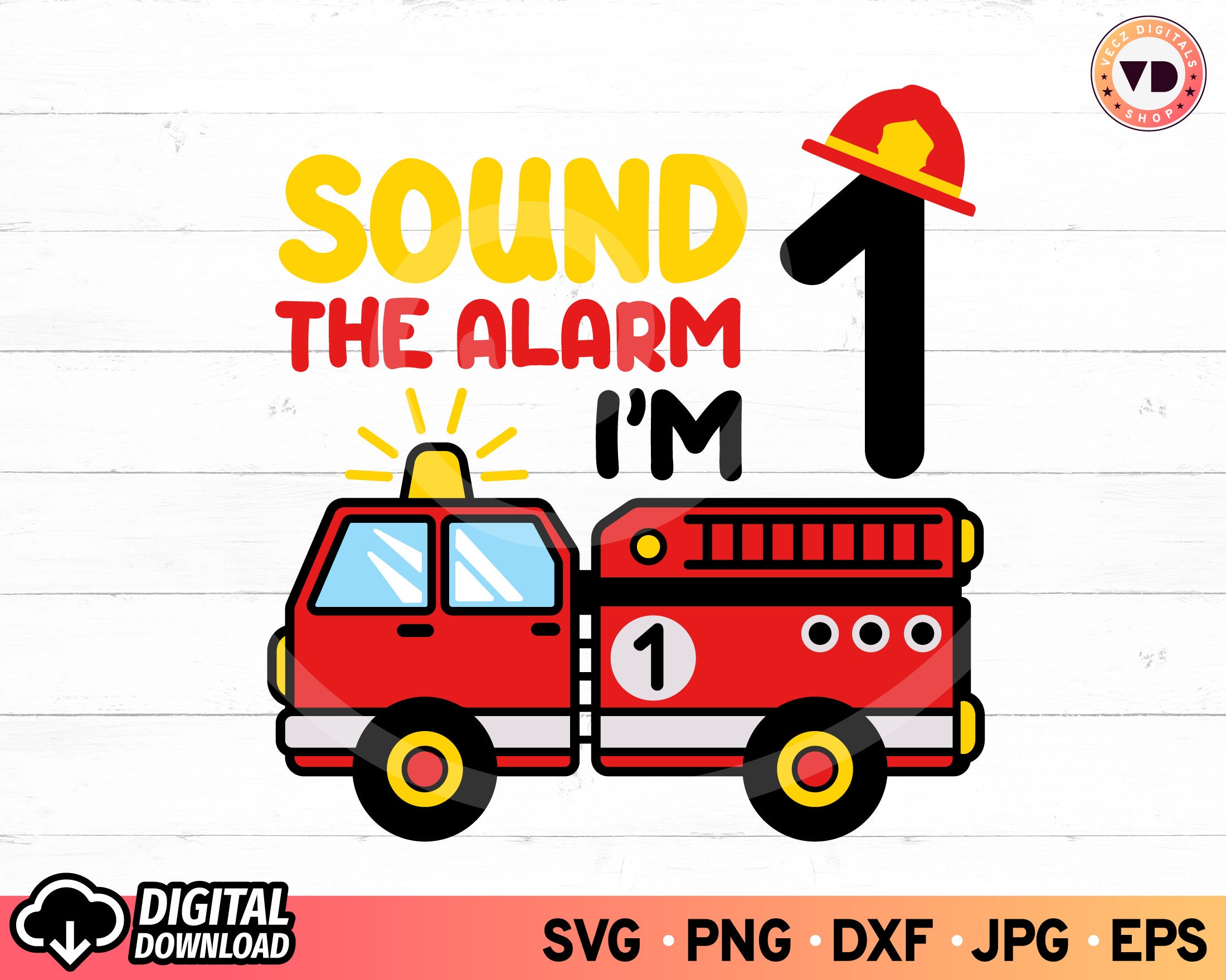 Sound the Alarm I'm 1 SVG Birthday 1st Birthday Boy Fire - Etsy