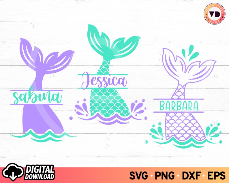 Mermaid Tail Name SVG Bundle: Birthday Cricut Cut File (digital ...