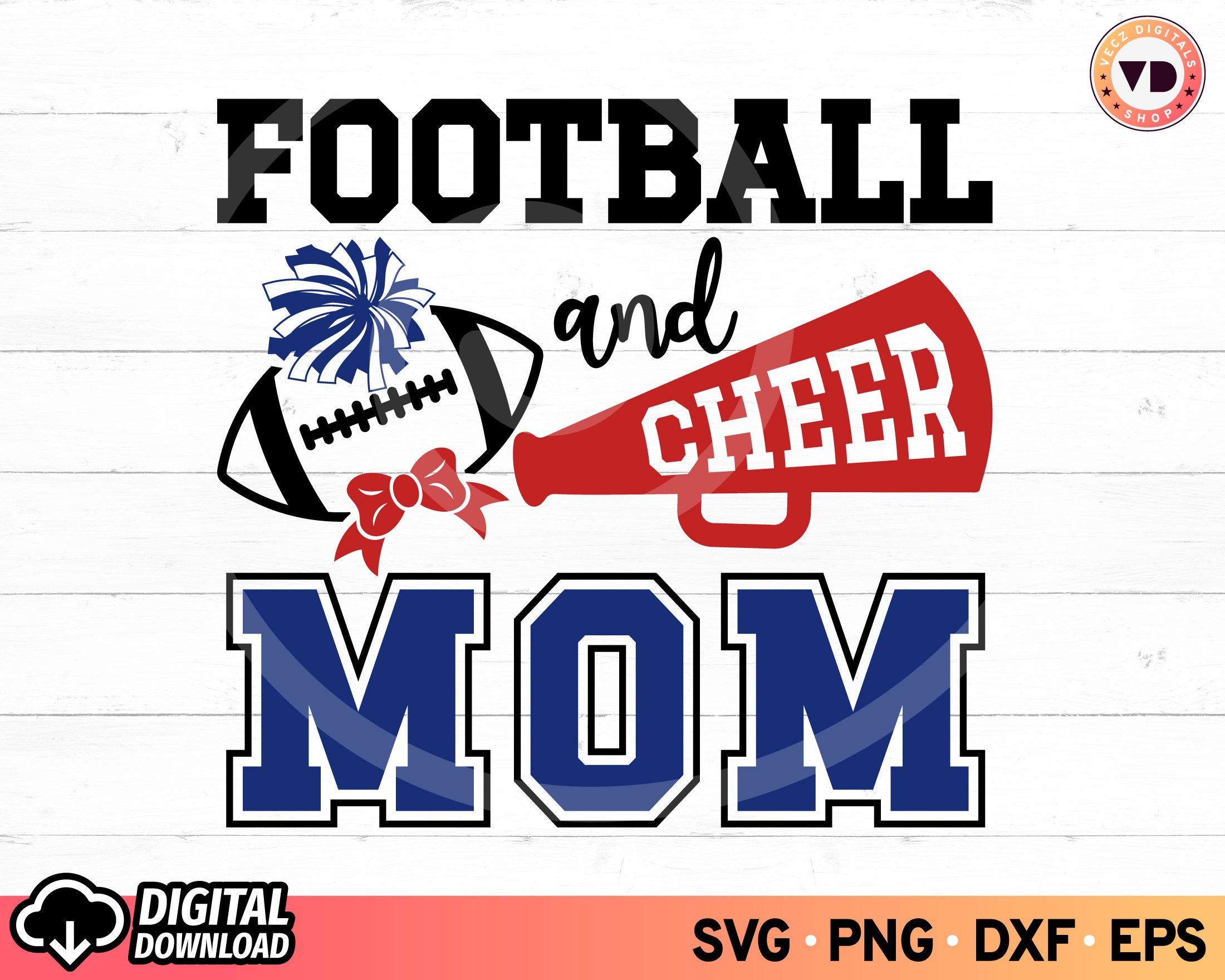 Football And Cheer Mom Svg Football Cheer Mom Svg Football Etsy