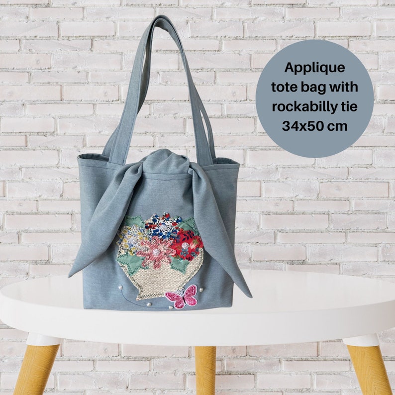 Floral Applique Tote Bag Made From Sturdy Cotton Fabric - Etsy