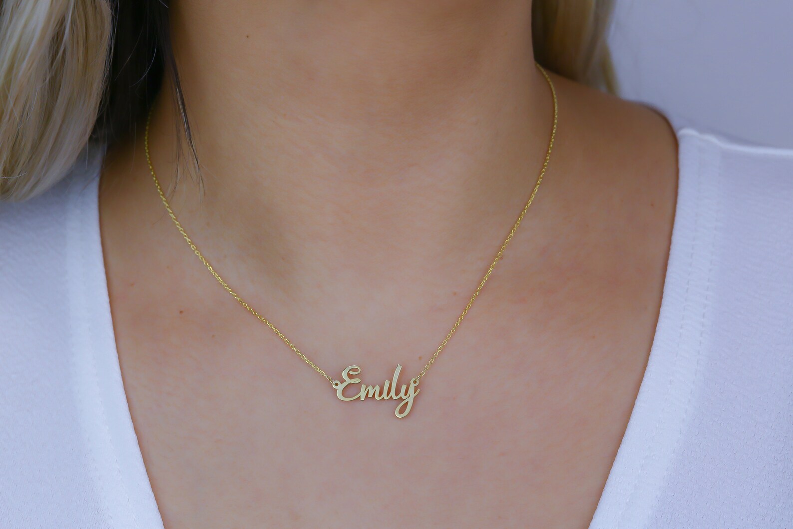 14k Gold Name Necklace White Gold Personalized Gifts | Etsy