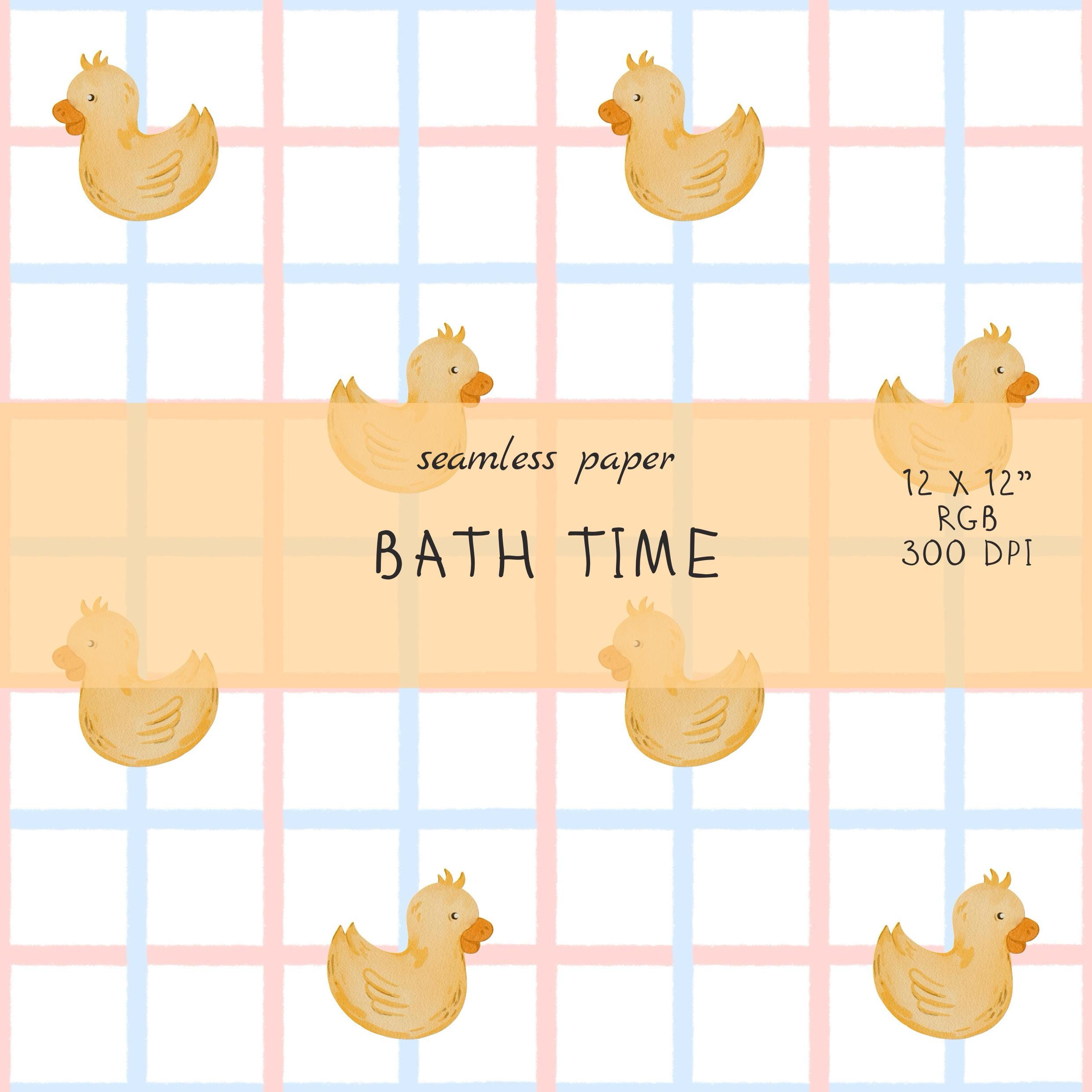 Cute Duck Seamless Pattern, Watercolor Bath Duck Digital Papers, Kids ...