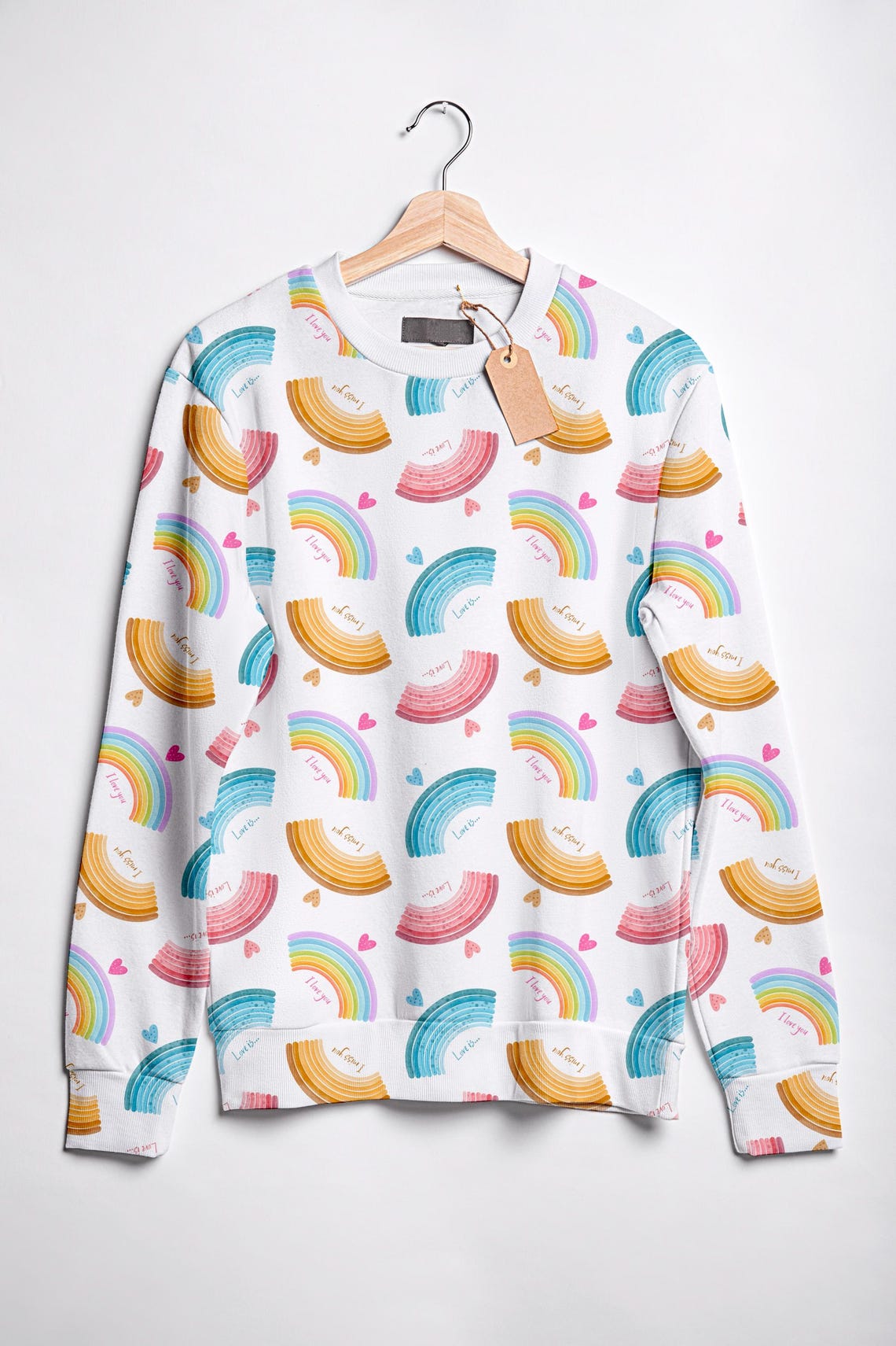 Cute Colorful Rainbow Seamless Pattern, Valentine Day Background ...