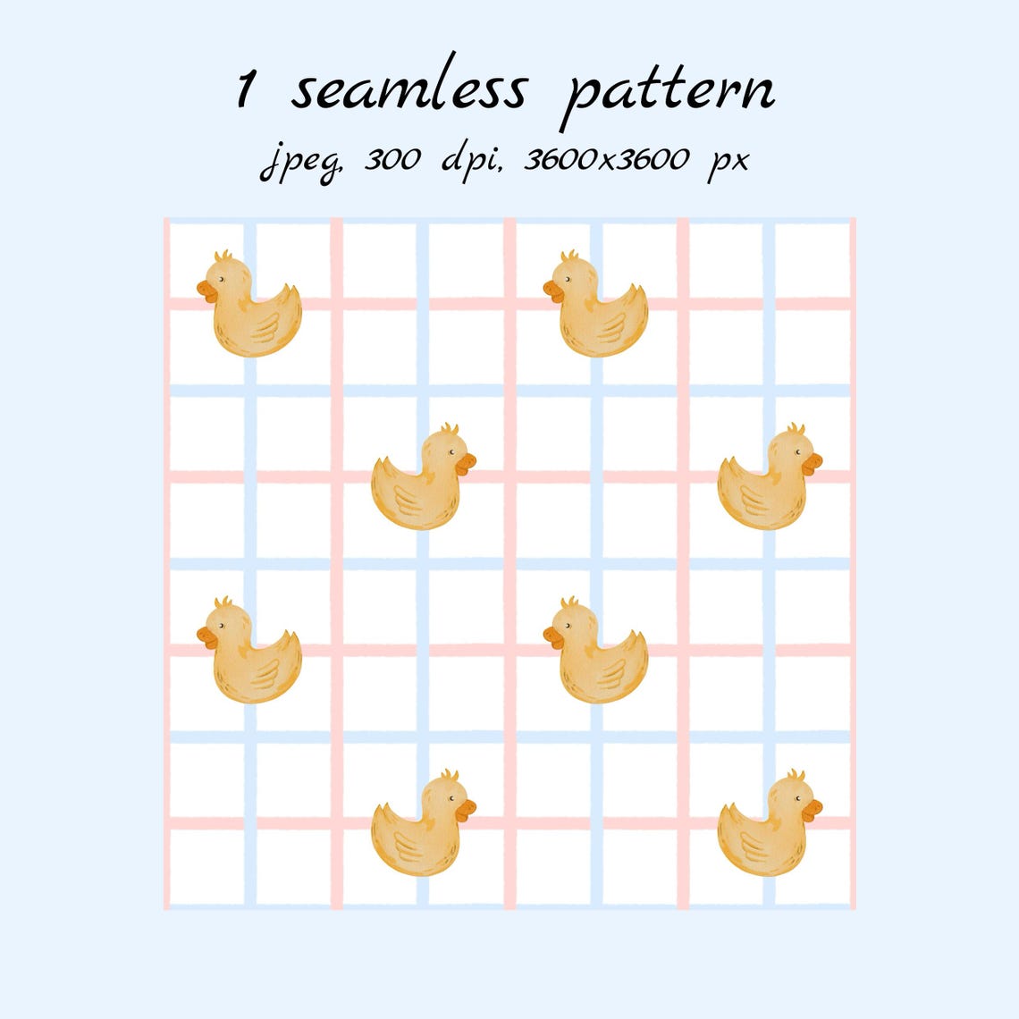 Cute Duck Seamless Pattern, Watercolor Bath Duck Digital Papers, Kids ...
