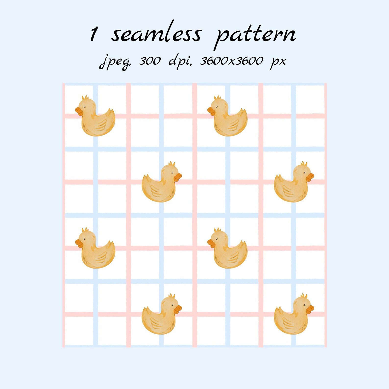 Cute Duck Seamless Pattern, Watercolor Bath Duck Digital Papers, Kids Print, Ducks Pattern ...