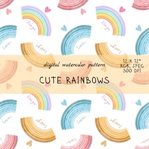 Cute Colorful Rainbow Seamless Pattern, Valentine Day Background ...