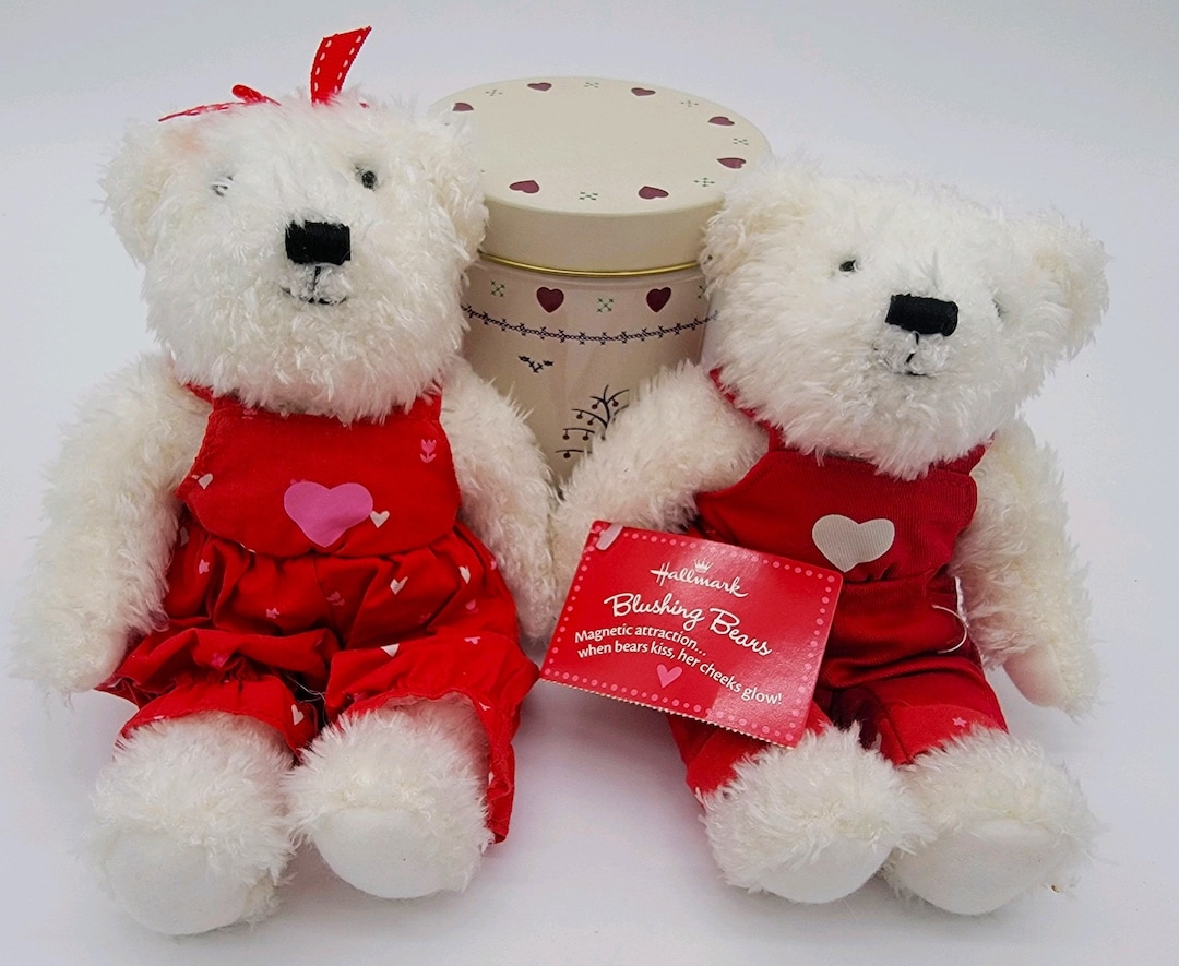 Valentine Blushing Bears by Hallmark & 3 Heart Nesting Tins - Etsy