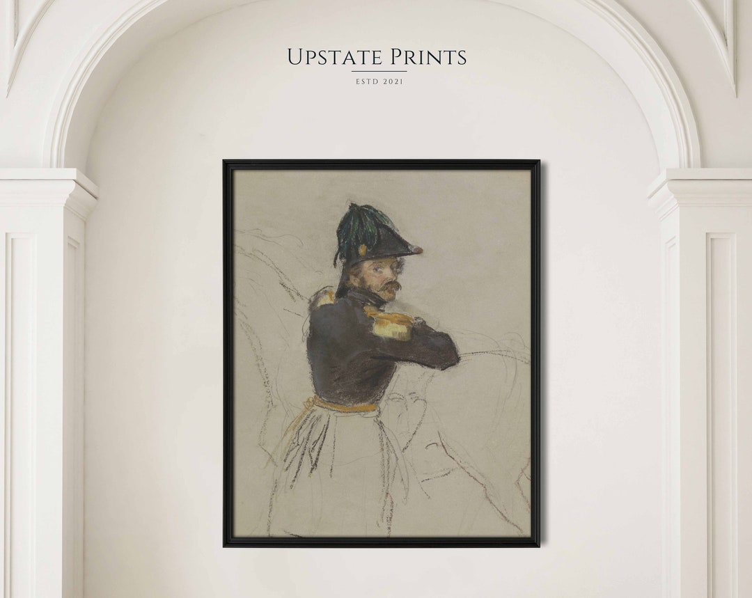 French Officer Portrait Drawing | Vintage Sketch Art | French Country ...