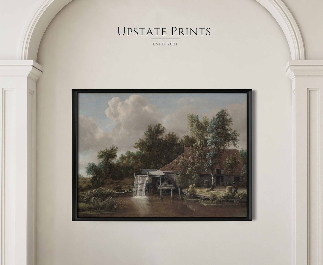 Watermill Landscape Oil Painting | Vintage Art Prints | Art History ...