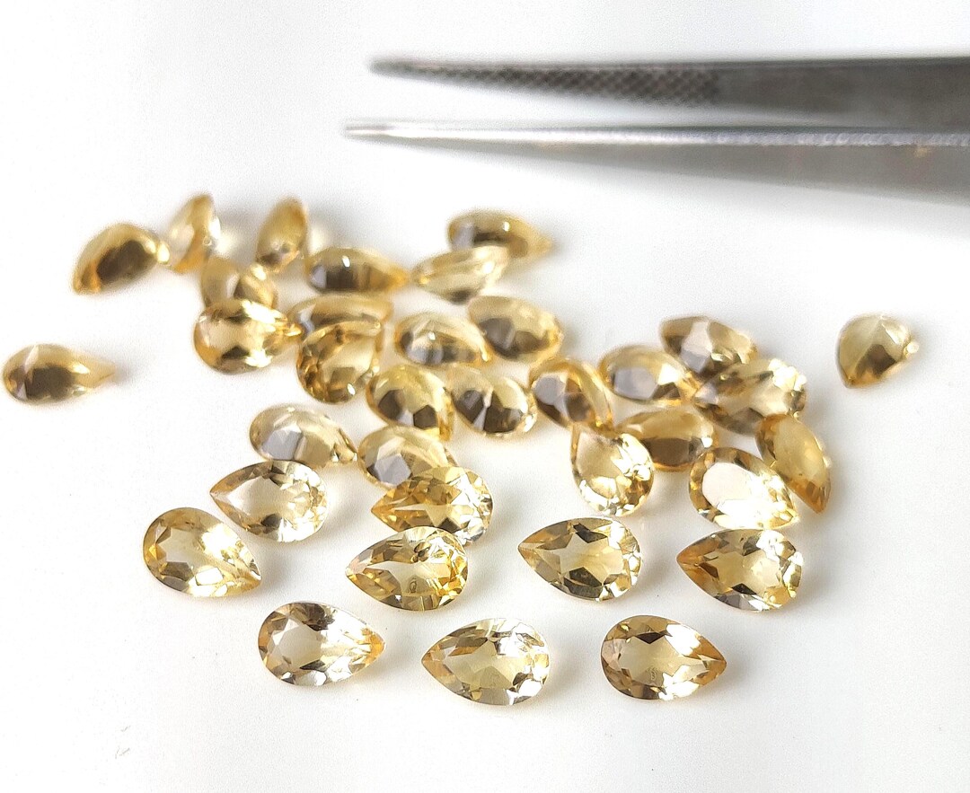 4x6 Mm Citrine Pear, Natural Citrine 4x6mm Pear Cut Faceted Genuine ...