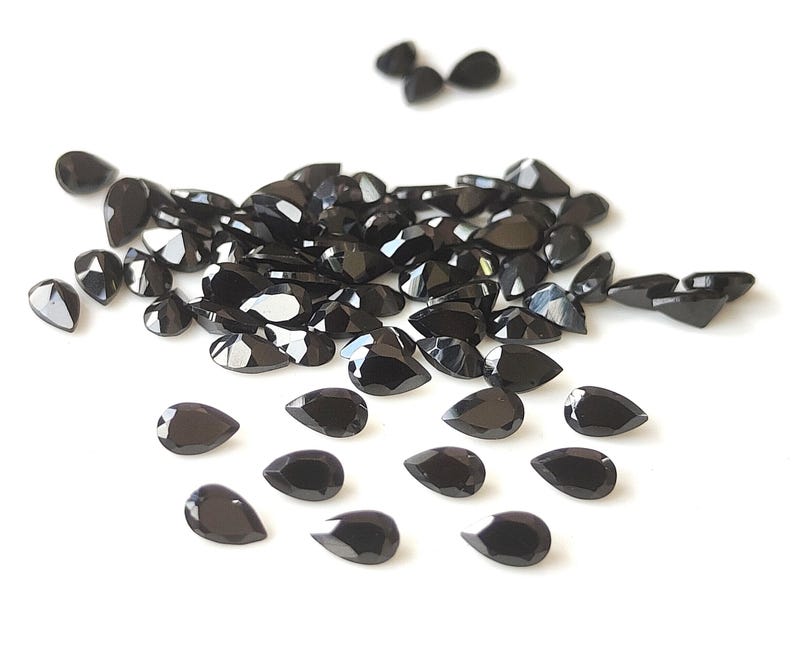4x6 Mm Black Spinel Pear, Natural Black Spinel 4x6mm Pear Faceted Cut ...