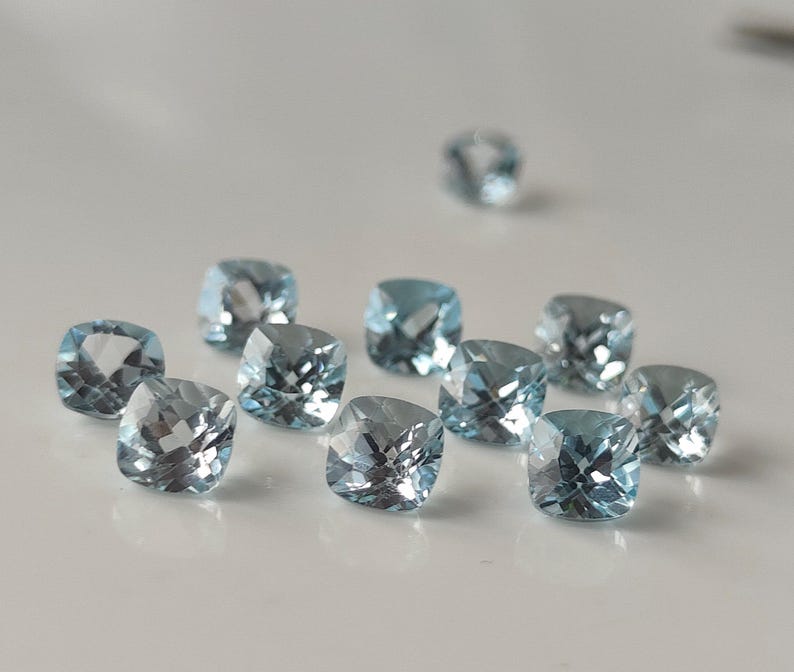 4 Mm Sky Blue Topaz Cushion Cut, Natural Blue Topaz 4x4mm Cushion Cut ...
