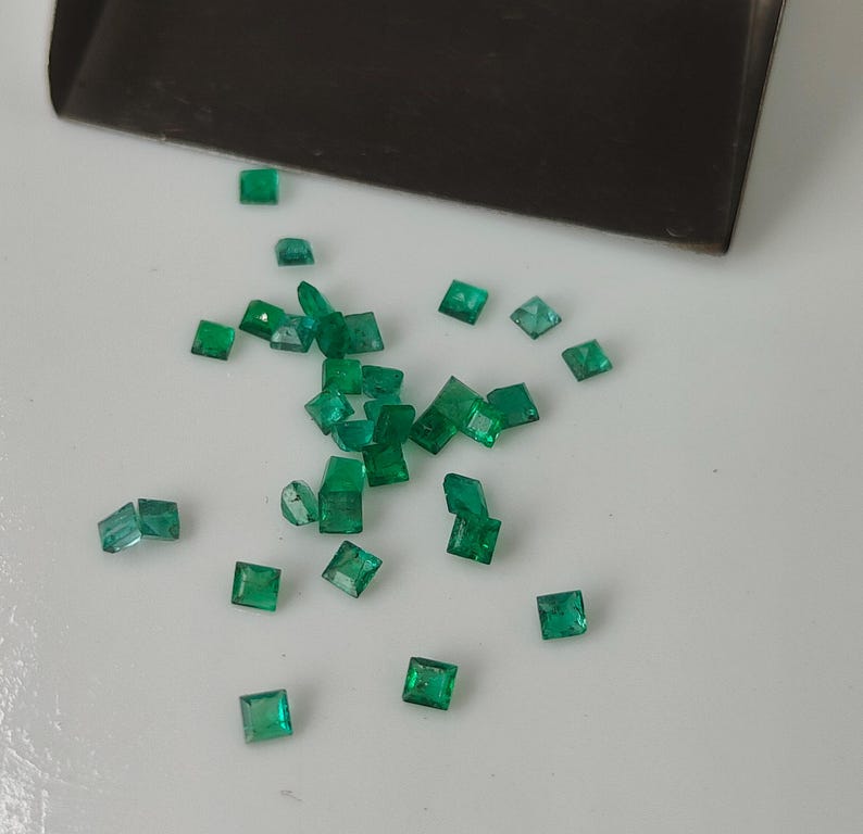3 Mm Zambian Emerald Square Cut, Natural Zambian Emerald 3x3 Mm Square ...