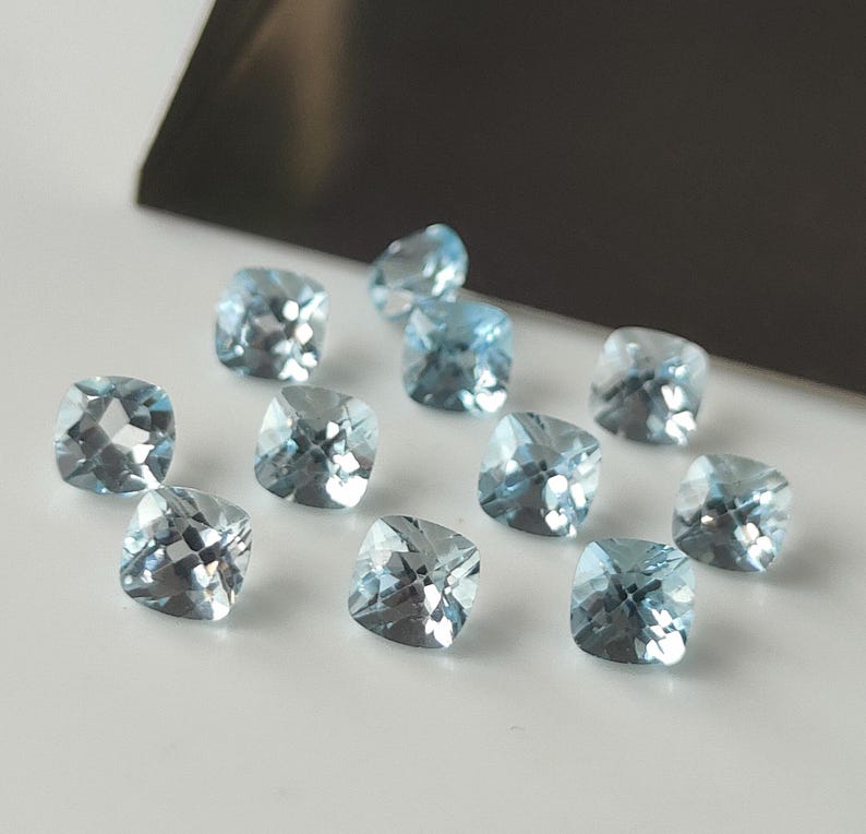 4 Mm Sky Blue Topaz Cushion Cut, Natural Blue Topaz 4x4mm Cushion Cut ...