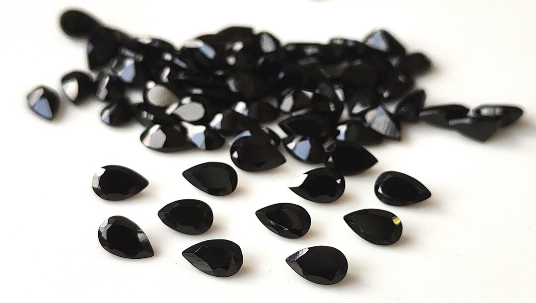 4x6 Mm Black Spinel Pear, Natural Black Spinel 4x6mm Pear Faceted Cut ...