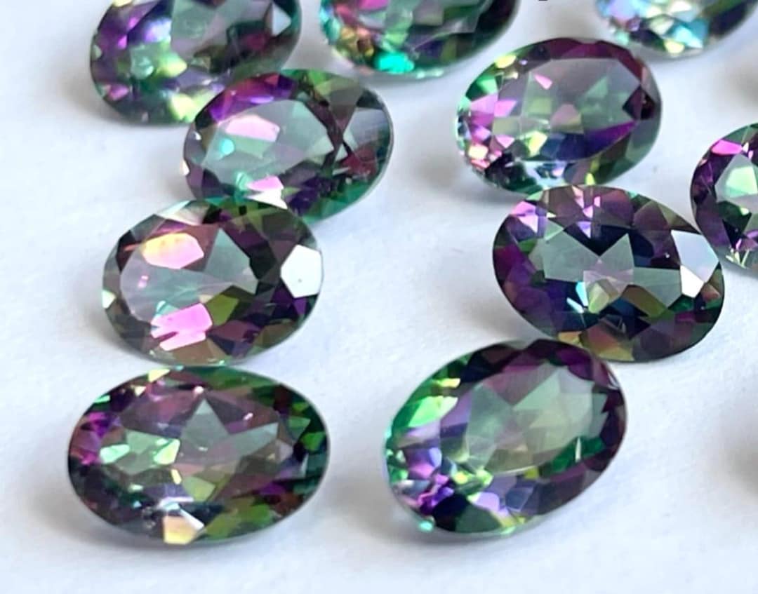 8x10 Mm Mystic Topaz Oval Cut, Natural Coated Mystic Topaz 8x10mm Oval ...