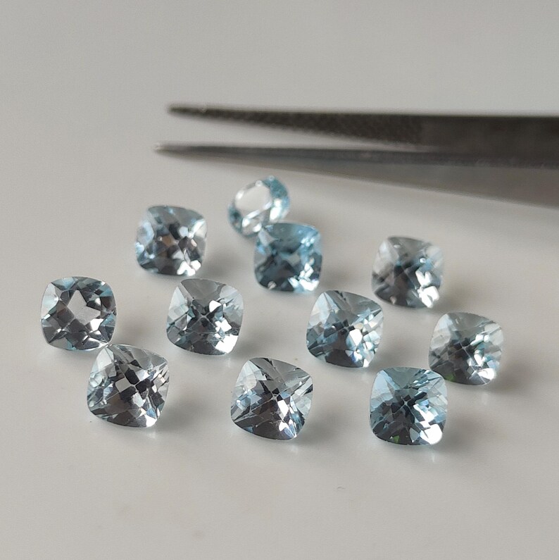 4 Mm Sky Blue Topaz Cushion Cut, Natural Blue Topaz 4x4mm Cushion Cut ...