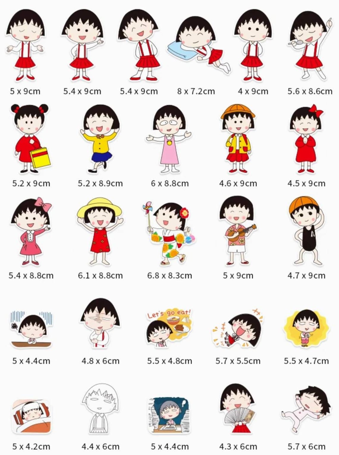 Chibi Maruko-chan Stickers/Chibi Maruko/Manga Stickers/Cute | Etsy