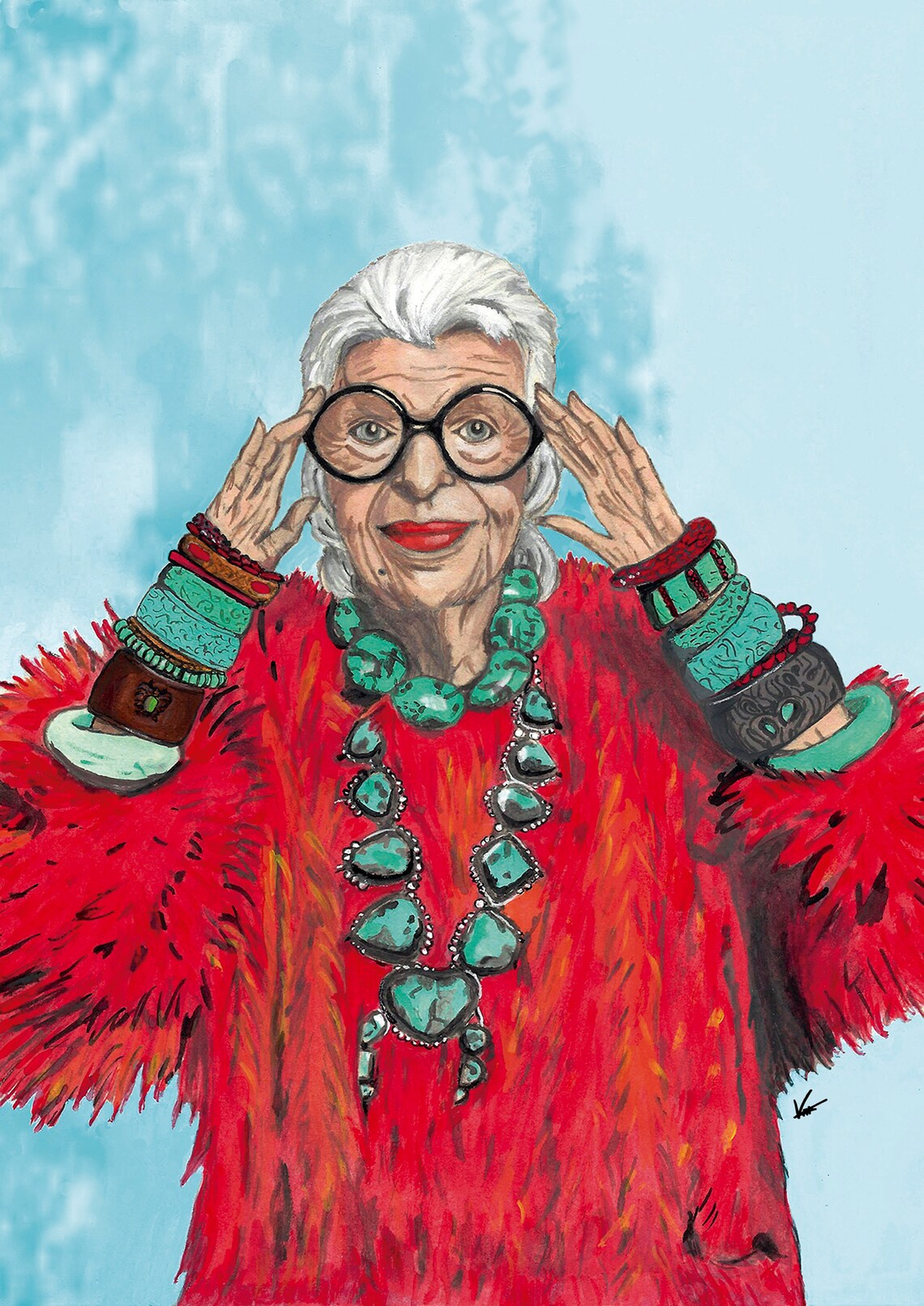 Iris Apfel. Illustration Print. Iris Apfel Decor. Iris Illustration ...